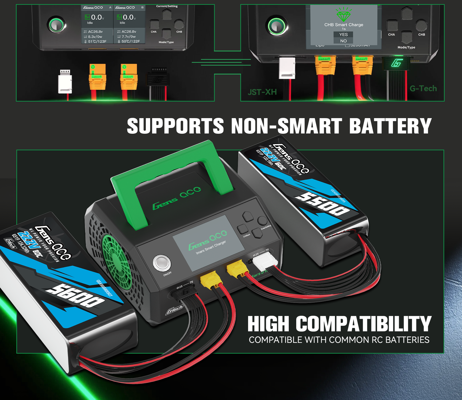 Gens ace iMars D1000 Smart Charger | Dual Channel | AC 1000W | G-Tech ...
