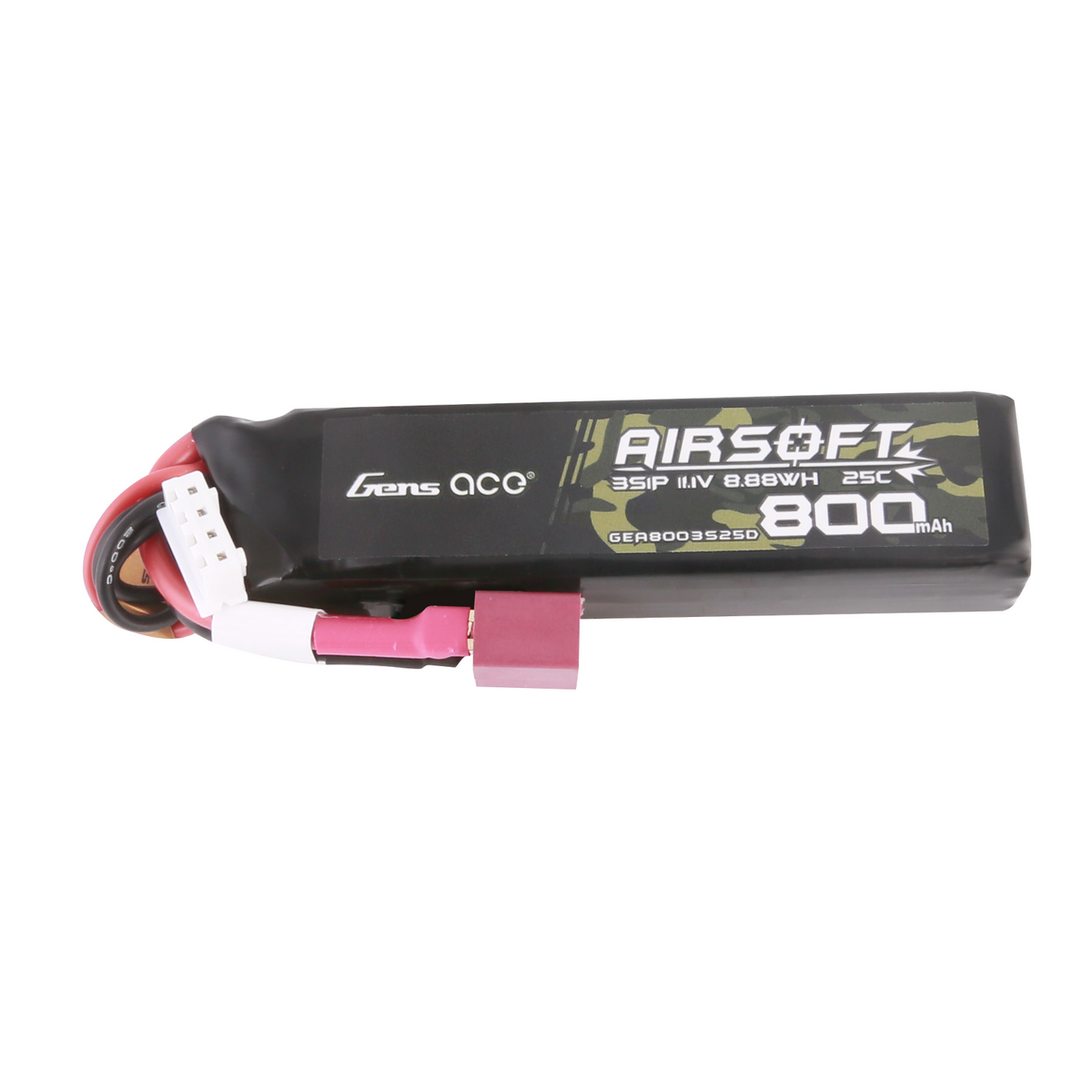 Gens Ace Lipo 800MAH 11.1V 25C 3S1P Airsoft Gun Lipo Battery with T (D ...